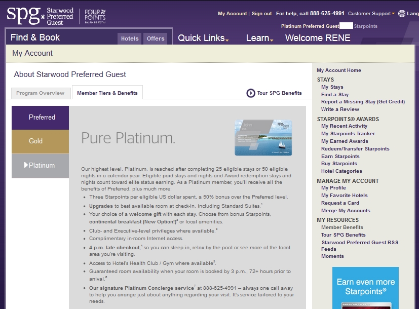 spg pure platinum status perks - Eye of the Flyer