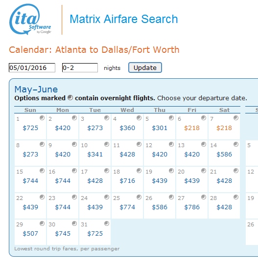 Atlanta to Dallas $158 & 5154MQMs at 3CPM E BASIC FARE Weekend Delta ...