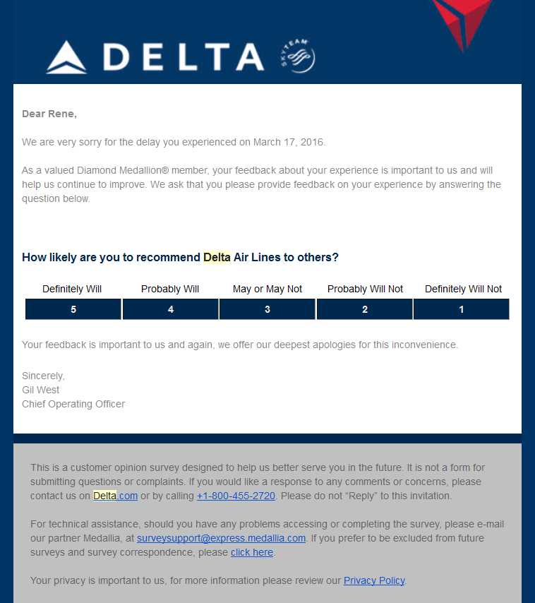 example of delta pulse survey renespoints blog - Eye of the Flyer