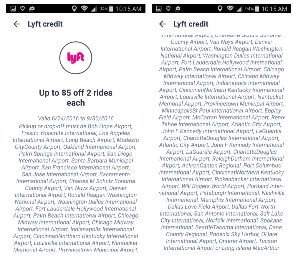Two $5's off LYFT Airport Rides - Good for Existing Users - To or From ...