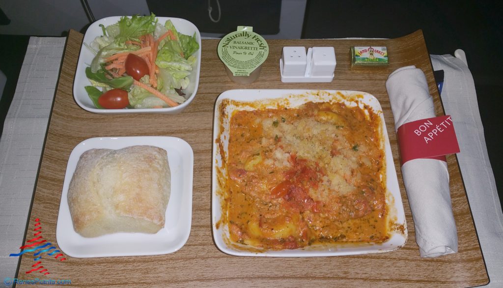 delta air lines first class food 3 cheese pasta renespoints blog review ...