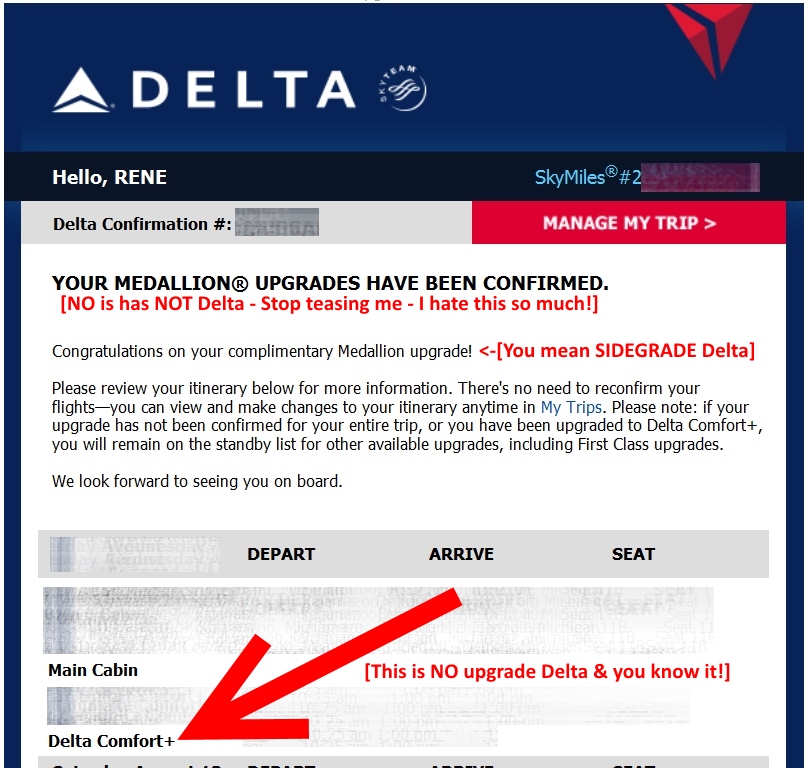 delta medallion sidegrade upgrage to comfort plus email - Eye of the Flyer