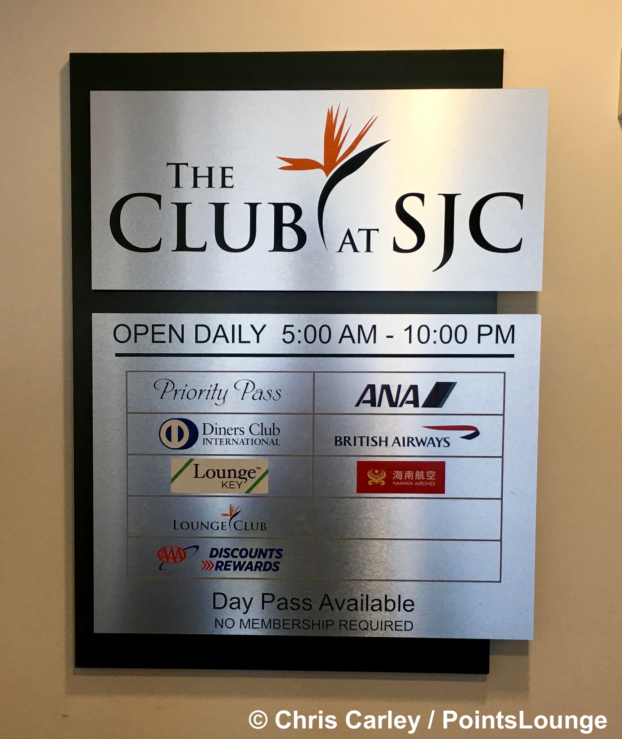 The-Club-at-SJC-Airport-Lounge-sign - Eye of the Flyer