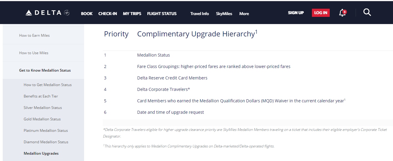 priority complimentary upgrade hierarchy from delta-com - Eye of the Flyer
