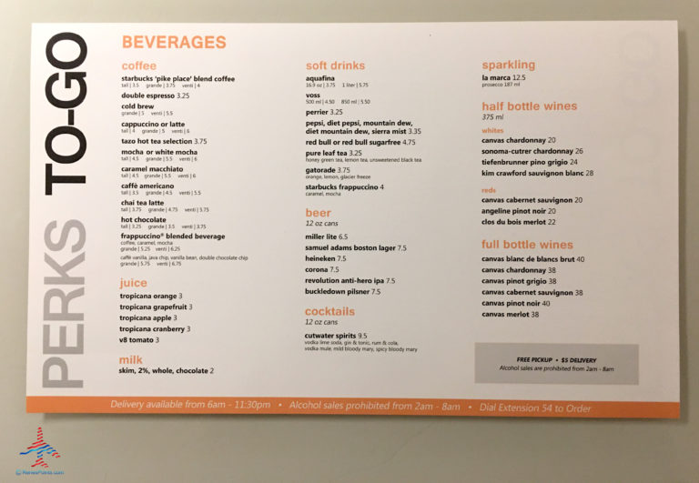 Room-Service-Beverage-Menu-Hyatt-Regency-OHare-Chicago-Airport-Hotel ...