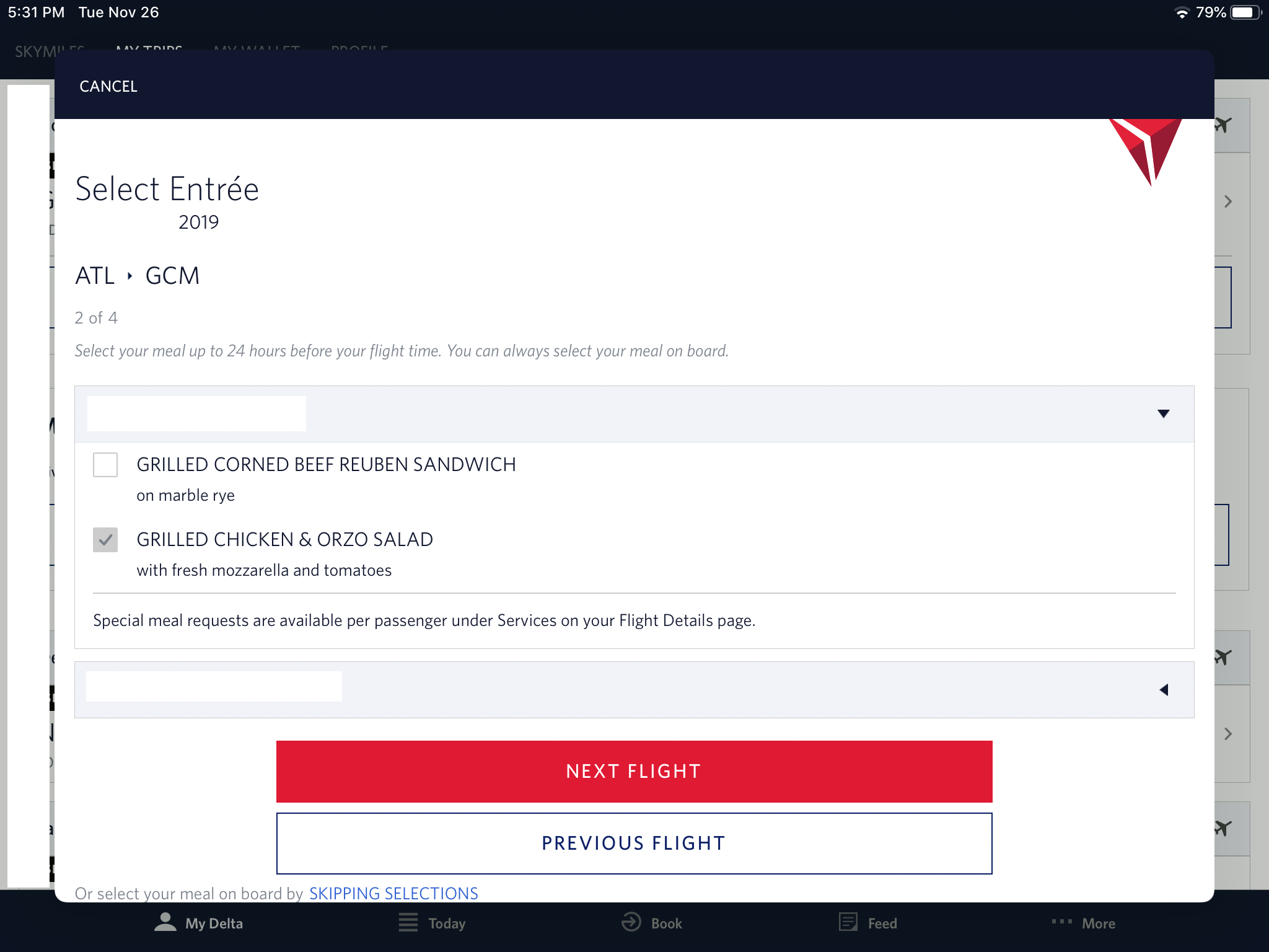 Fly-Delta-App-First-Class-Meal-Ordering-Grilled-Chicken-Orzo-Salad ...