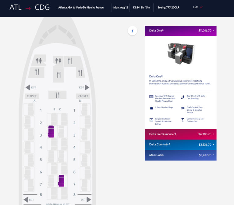 Delta-One-Suites-777-Seat-Map-ATL-CDG - Eye of the Flyer