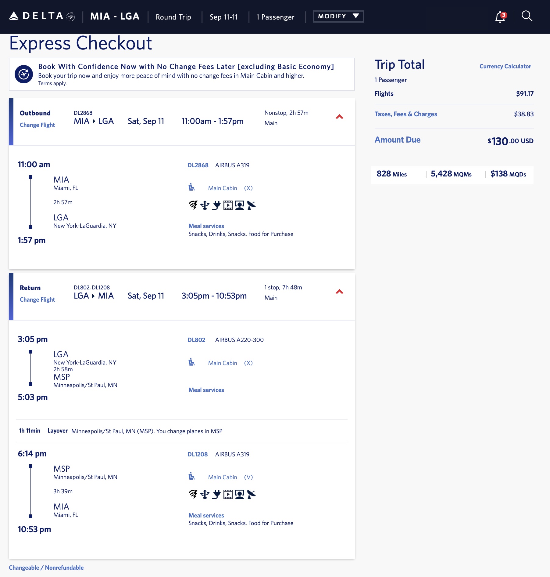 Delta Single Saturday Elite Mileage Run: Miami (MIA) to New York ...