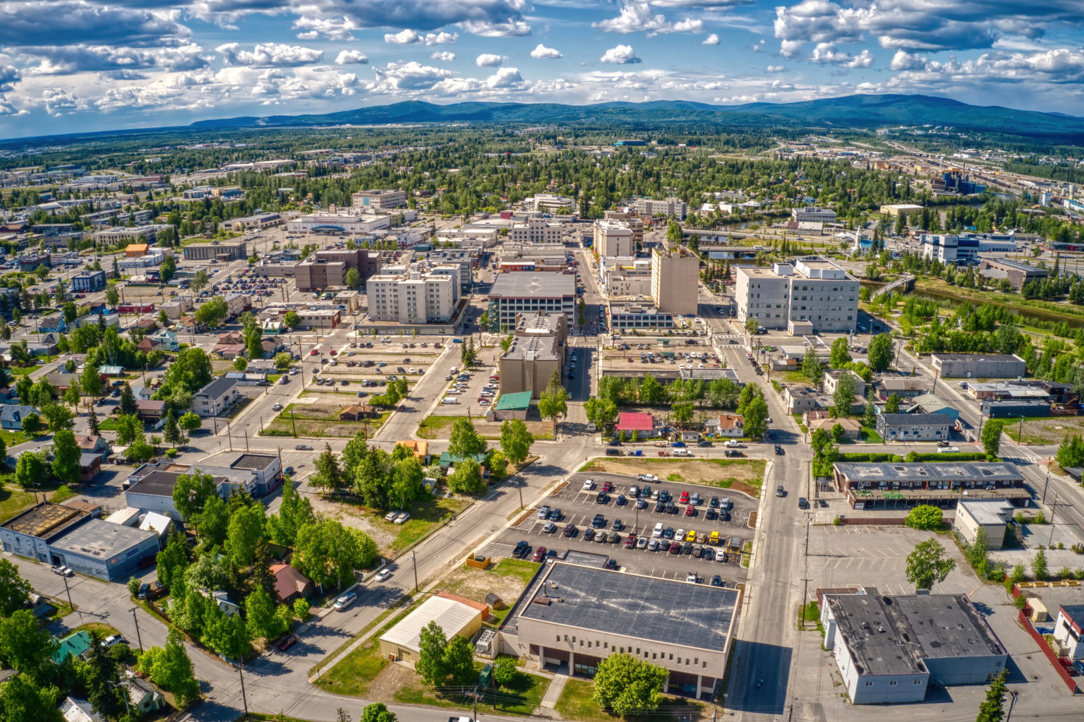 Aerial View of the Fairbanks, Alaska Skyline during Summer - Eye of the ...
