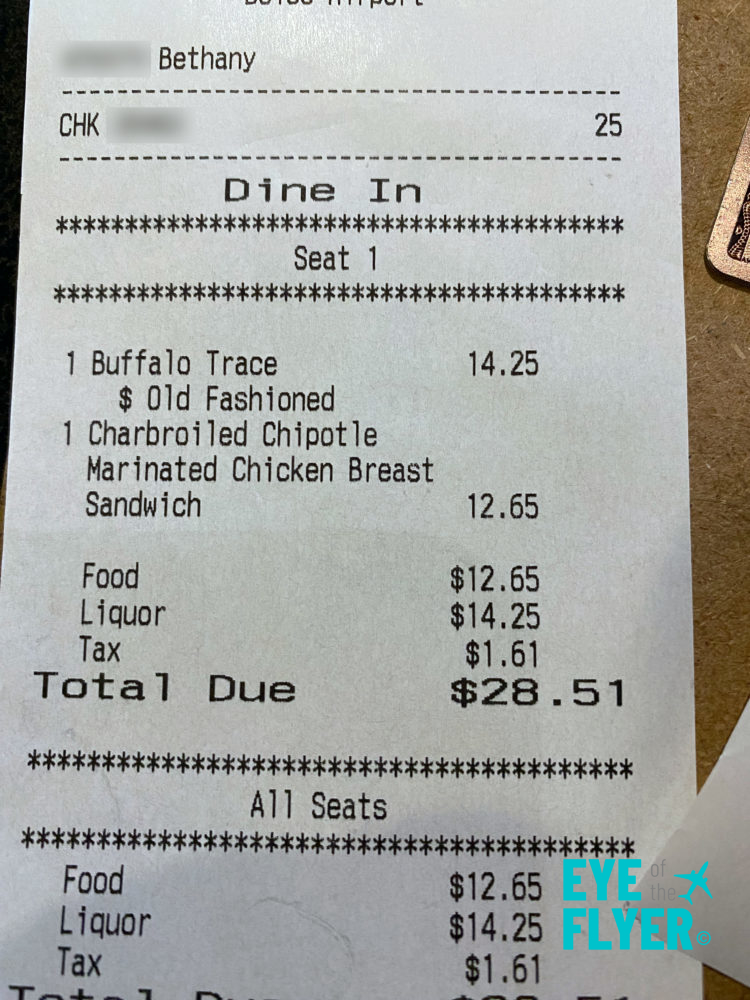 Bardenay-Boise-Airport-Receipt - Eye of the Flyer