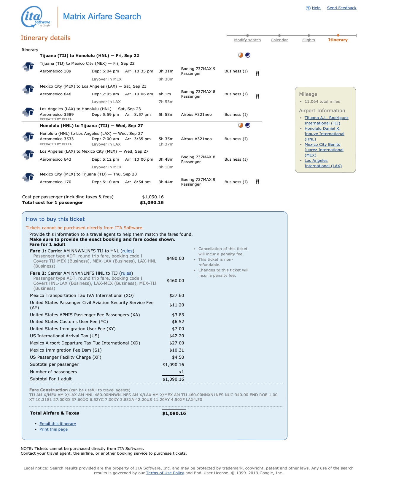 Hawaii-Business-Class-Mileage-Run-AeroMexico-Sept-2023 - Eye of the Flyer
