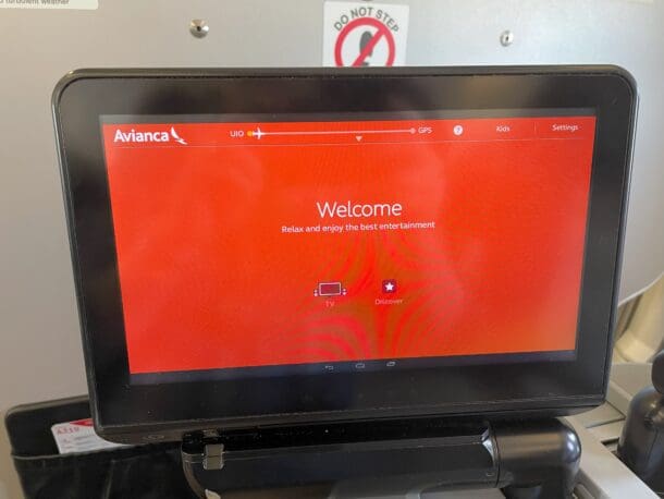 Avianca Quito to Baltra A321 First Class IFE Screen - Eye of the Flyer