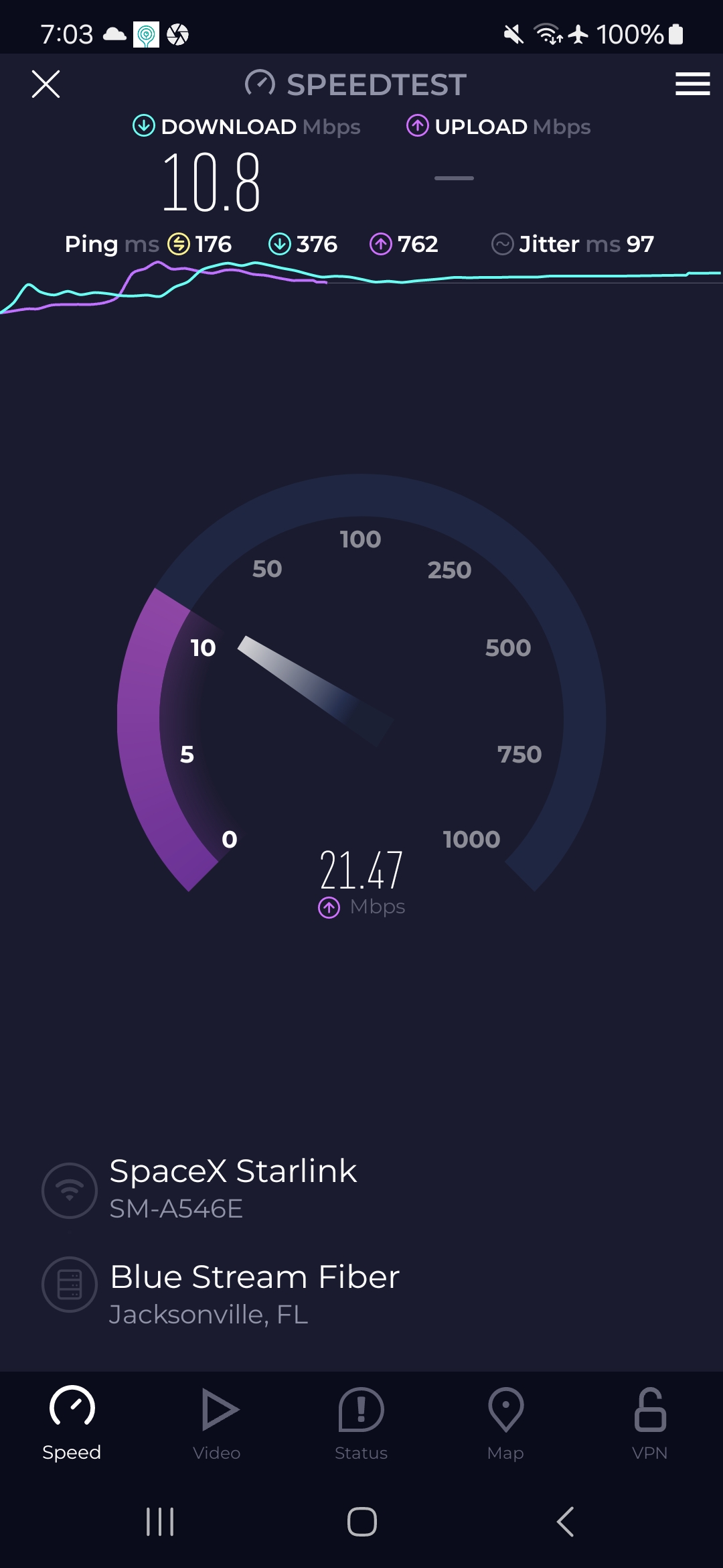 MSC wifi speed SpaceX Starlink - Eye of the Flyer
