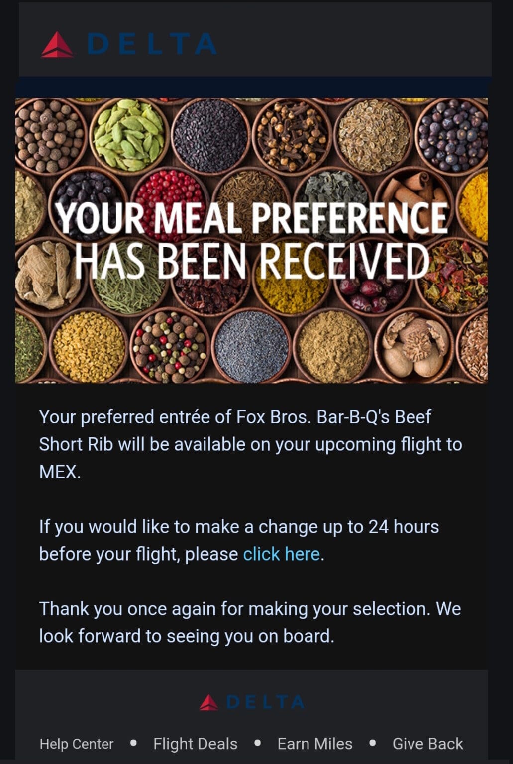 Fox Brothers Bar-B-Q Beef Short Rib Delta Air Lines First Class Meal ...