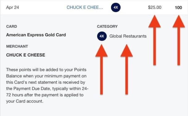 chuck-e-cheese-amex-gold-card-4x-restaurant-earning - Eye of the Flyer