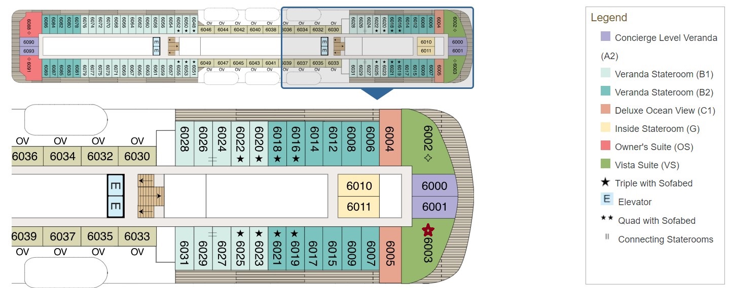 Oceania Cruises Sirena Deck 6 Plan Courtesy of oceaniacruises.com - Eye ...