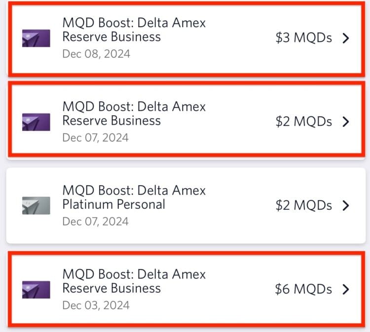 Delta MQD earnings for money spent on a Delta Amex Reserve Business ...