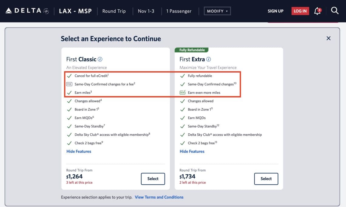 Classic: Delta Rebrands Each of Its Fare Options with "Extra" Features ...