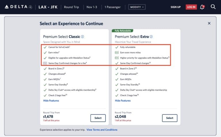 Classic: Delta Rebrands Each of Its Fare Options with "Extra" Features ...