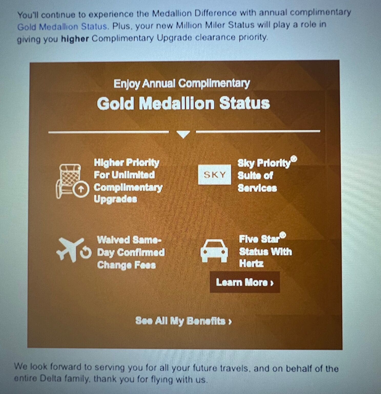 Delta Million Miler Gold Status - Eye of the Flyer